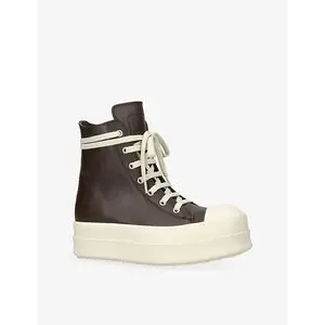 Rick Owens Ramone Bumper High Leather Trainers - Wine