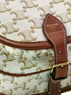 Celine Folco Bag Triomphe Coated Canvas Medium Crossbody Bag