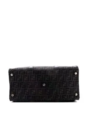 Fendi Convertible Open Zucca Jacquard Fabric And Leather Large Tote Bag - Black