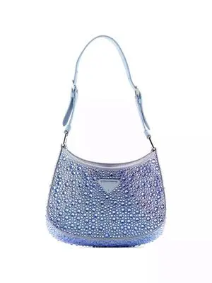 Prada Cleo Shoulder Bag Crystal Embellished Satin - Blue
