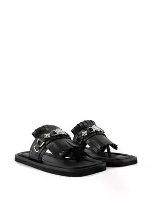 Toga Tassel-detail Square-toe Sandals - Black