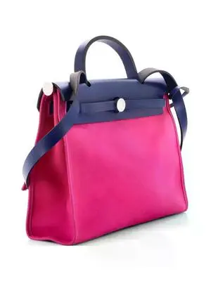 Hermès Herbag Zip Leather And Toile 31 Shoulder Bag - Blue
