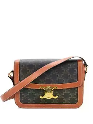 Celine Triomphe Coated Canvas Medium Shoulder Bag - Brown