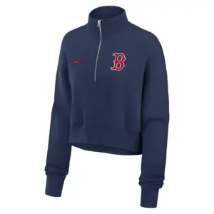 Nike Boston Red Sox Phoenix Mlb Cropped 1/4-zip Crew