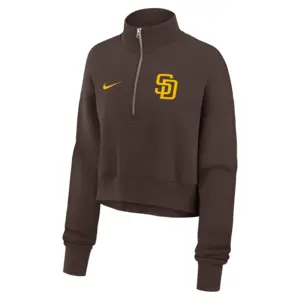 Nike San Diego Padres Phoenix Mlb Cropped 1/4-zip Crew - Brown
