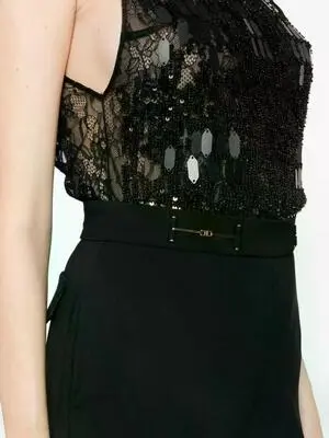 Elisabetta Franchi Sleeveless Jumpsuit With Embroidered Bodice And Palazzo Trousers