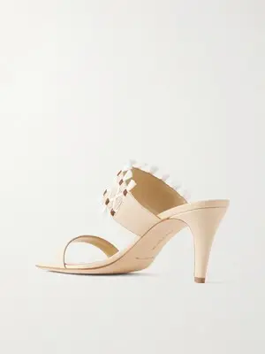 Manolo Blahnik Efeso 70 Fringed Raffia And Leather Sandals - Neutrals