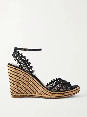 AQUAZZURA Kahlo 105 Raffia Espadrille Sandals - Black