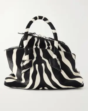 Attico The Attico La Passeggiata Mini Asymmetric Zebra-Print Calf Hair Tote Zebra Print