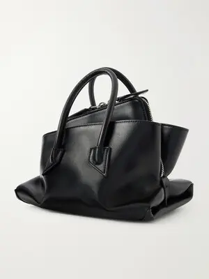 Attico La Passeggiata Mini Asymmetric Leather Tote - Black