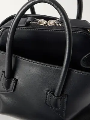 Attico La Passeggiata Mini Asymmetric Leather Tote - Black