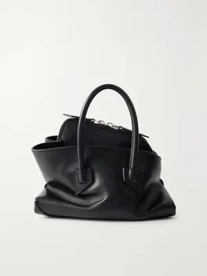 Attico La Passeggiata Mini Asymmetric Leather Tote - Black