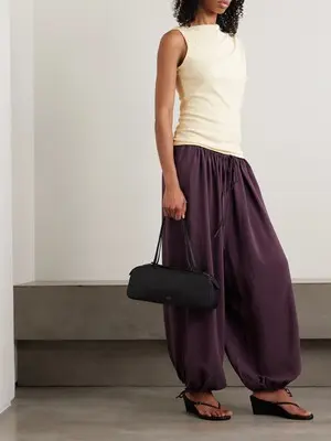 RÙADH Toga Draped Ribbed Organic Cotton And Modal-blend Top - Neutrals