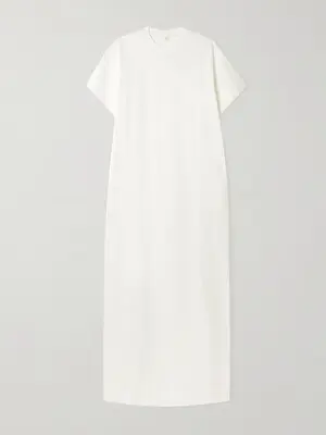 RÙADH Embroidered Organic Cotton-jersey Maxi Dress - White