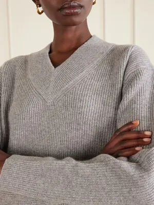 Brandon Maxwell Maris Cashmere Sweater - Gray