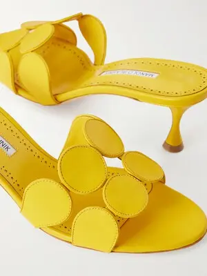 Manolo Blahnik Haribalmu 50 Leather Mules - Yellow