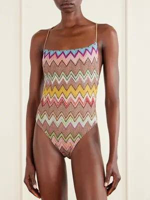 Missoni Mare Striped Metallic Crochet-knit Swimsuit - Multi