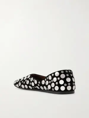 Khaite Jane Studded Suede Flats - Black