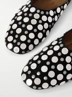 Khaite Jane Studded Suede Flats - Black
