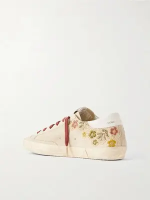 GOLDEN GOOSE Super-star Suede Embroidered Low-top Sneakers - Neutrals