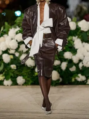 Saint Laurent Glossed Textured-leather Biker Jacket - Brown