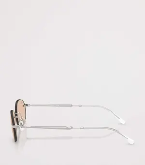 Ray-ban Rb3767 Metal Oval Rimless Sunglasses - Silver