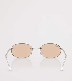 Ray-ban Rb3767 Metal Oval Rimless Sunglasses - Silver