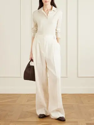 Loro Piana Lodger Linen And Wool-blend Wide-leg Pants - Neutrals