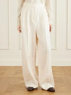 Loro Piana Lodger Linen And Wool-blend Wide-leg Pants - Neutrals
