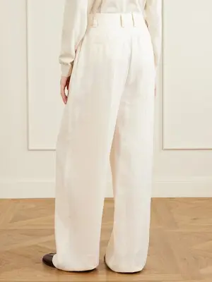 Loro Piana Lodger Linen And Wool-blend Wide-leg Pants - Neutrals