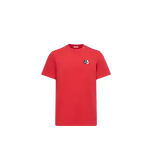 Moncler Embroidered Tricolor Logo Cotton T-shirt - Red