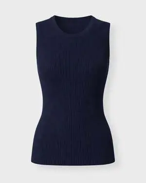 ANDIATA Griet Rib-knit Sleeveless Top - Navy