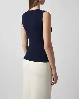 ANDIATA Griet Rib-knit Sleeveless Top - Navy