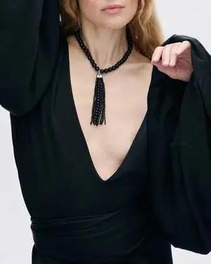 JULIETTA Delfina Tasseled Necklace - Black