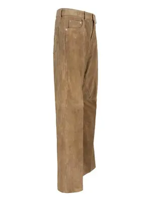 Rick Owens Suede Wide-leg Pants - Brown