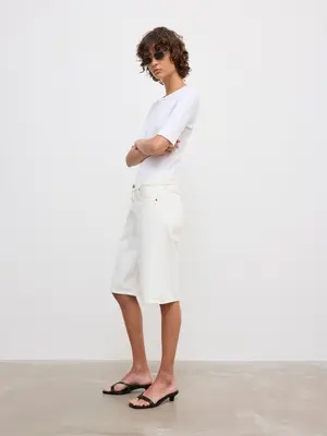 HOUSE OF DAGMAR Baggy Fit Denim Shorts - White