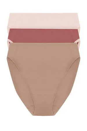 Natori Bliss Bare Cotton High Cut Brief 3-pack - Red