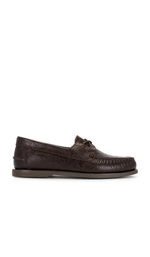 Sperry Lou Boat Shoe - Chocolate Leather Embossed