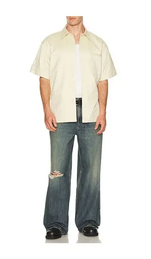 Helmut Lang Short Sleeve Loop Tape Shirt In Cream - E02