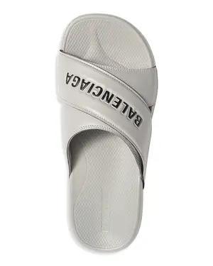 Balenciaga Crisscross Logo Slides - Anthracite