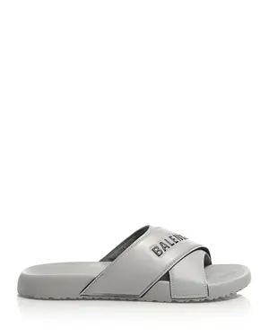 Balenciaga Crisscross Logo Slides - Anthracite