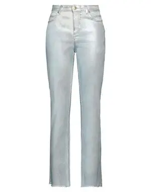 Pinko Straight Leg Jeans With Metallic Coated Effect