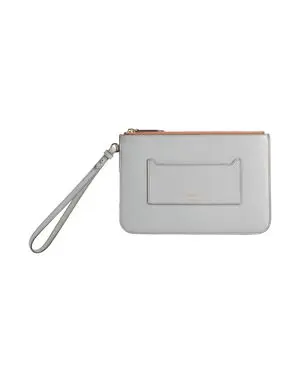 Burberry Leather Clutch With Detachable Wristlet Strap - Grey