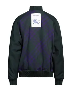 Burberry Bomber Jacket In Polyester And Virgin Wool With Signature Print - Green