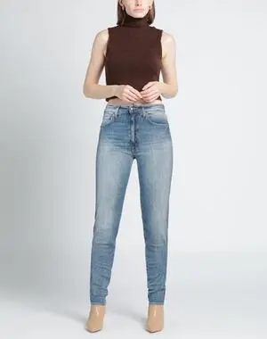 + PEOPLE Skinny Fit High Waisted Denim Jeans With Leather Trims