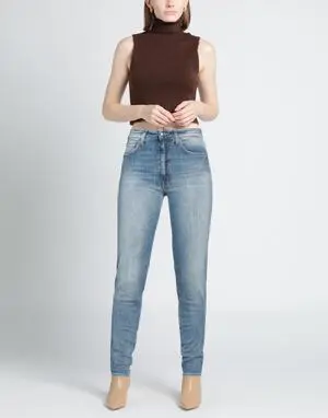 + PEOPLE Skinny Fit High Waisted Denim Jeans With Leather Trims