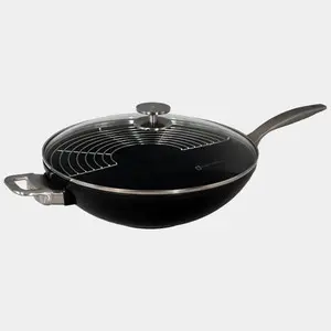 SWISS DIAMOND Chd Nonstick Wok With Glass Lid - Black