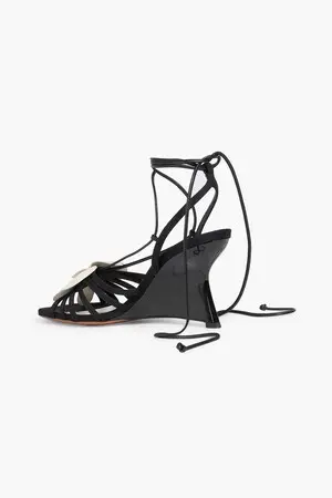 Zimmermann Floral-appliquéd Grosgrain Wedge Sandals