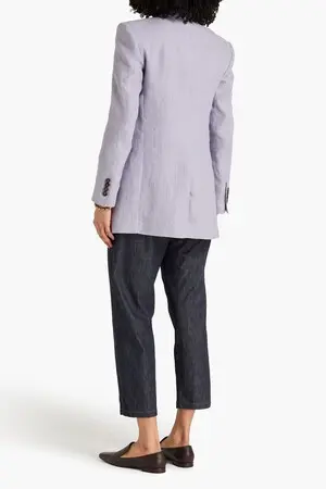 Brunello Cucinelli Double-breasted Linen And Hemp-blend Blazer - Lavender