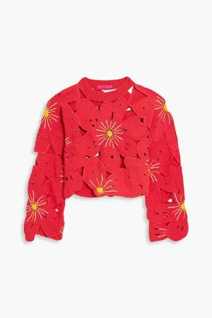 THE ELDER STATESMAN Crocheted Cotton Sweater